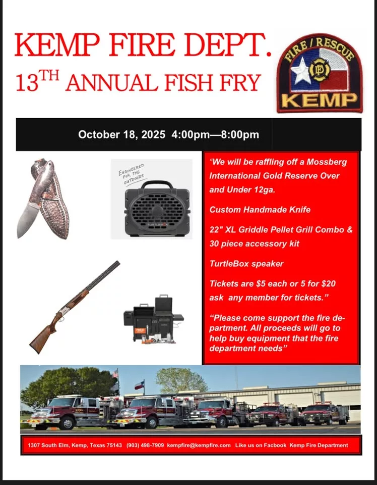 Kemp Fire Department 13th Annual Fish Fry | CedarCreekLake.Online
